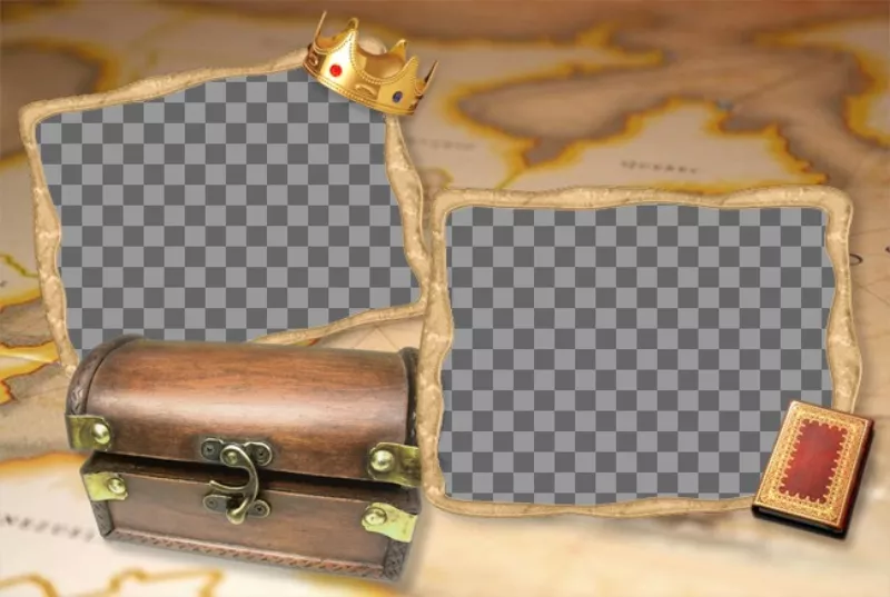 Picture frame treasure chest with a background map.