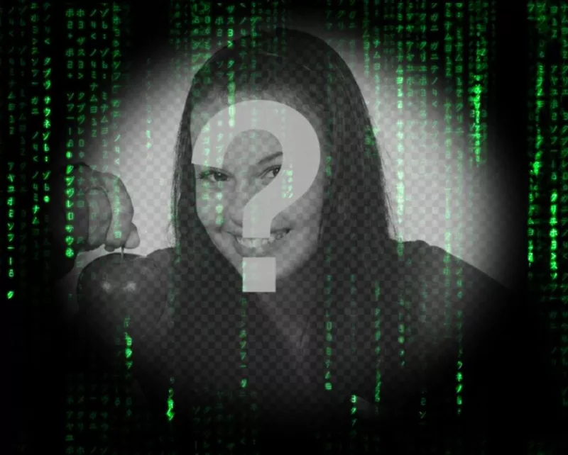Matrix Code Effect With Green Letters Over Your Photo