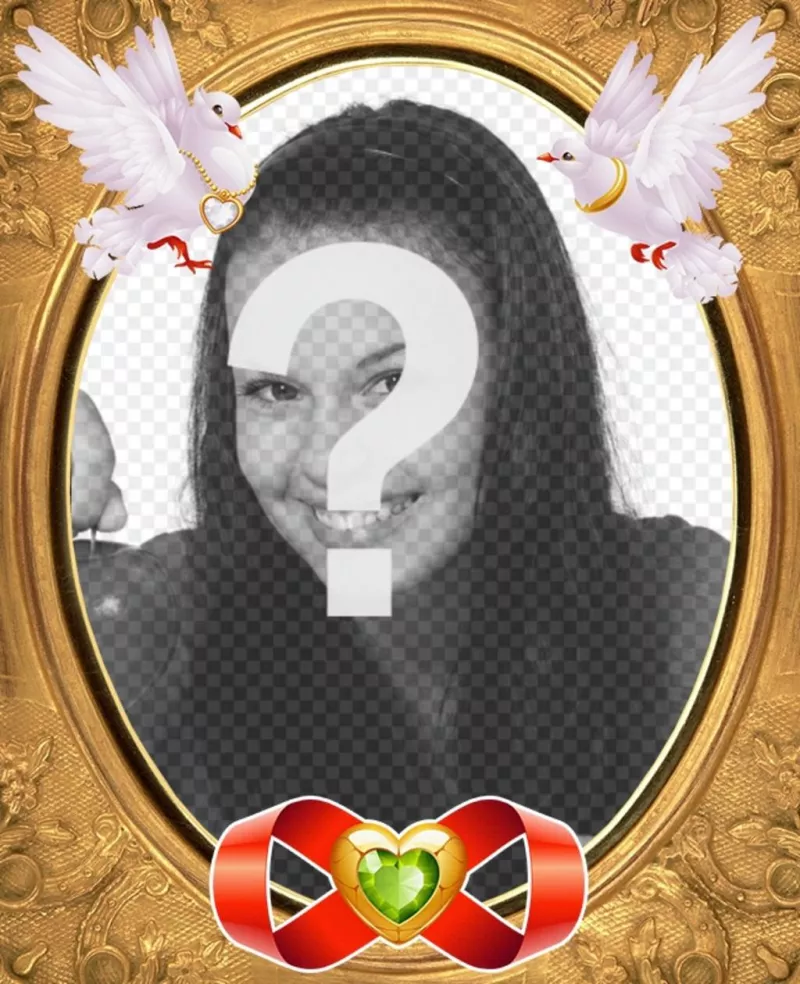Photo frame with flying doves