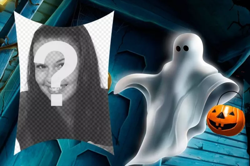 Picture frame of Halloween with a ghost