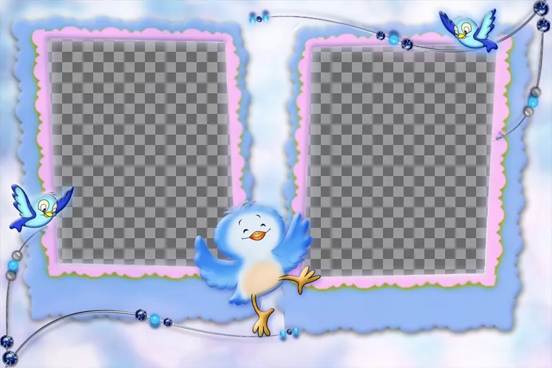 Frame for two photos with birds in which you can put your photos with our