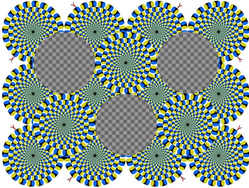 Original collage for three photos with an optical illusion of movement