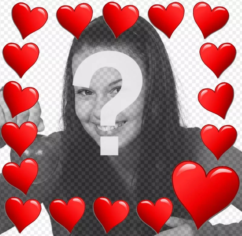 Picture frame formed by a box of hearts of different sizes