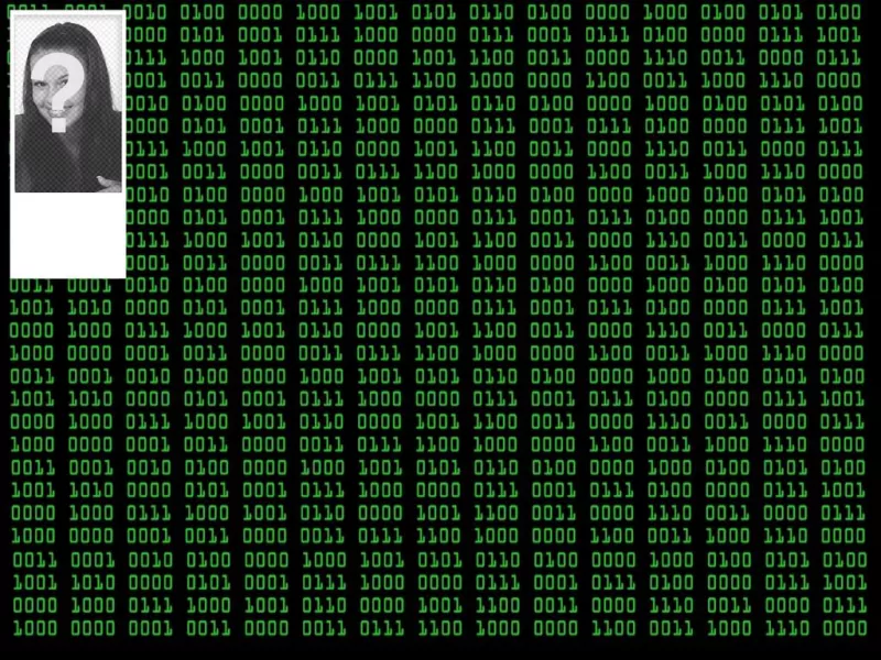Background of binary numbers like matrix with a customizable photo