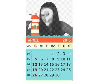 Monthly Calendar of April 2015 with your photo for Spain