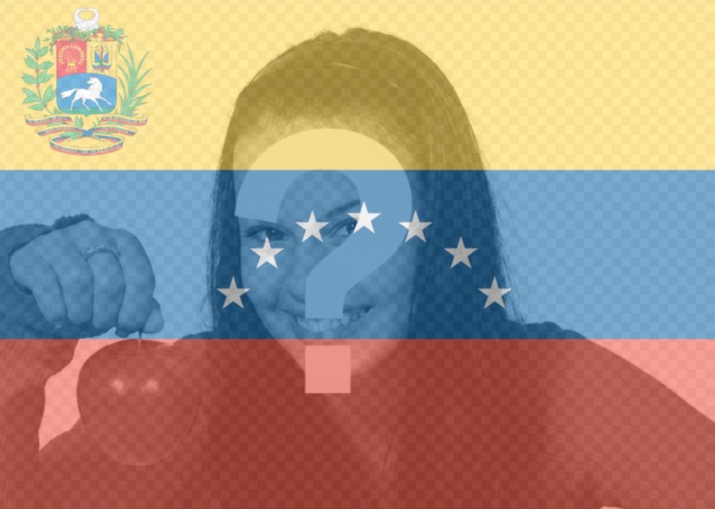 Photo montage with the image of the Venezuelan flag