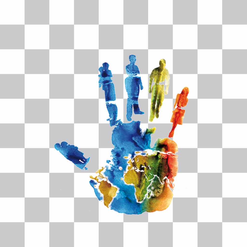 Sticker of a hand in support of Human Rights