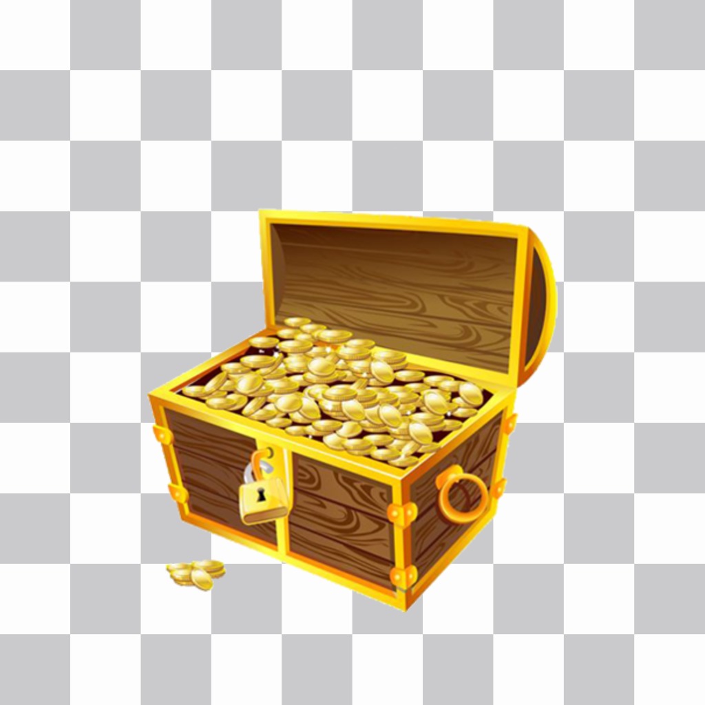 Sticker of a treasure chest to paste on your photos for free